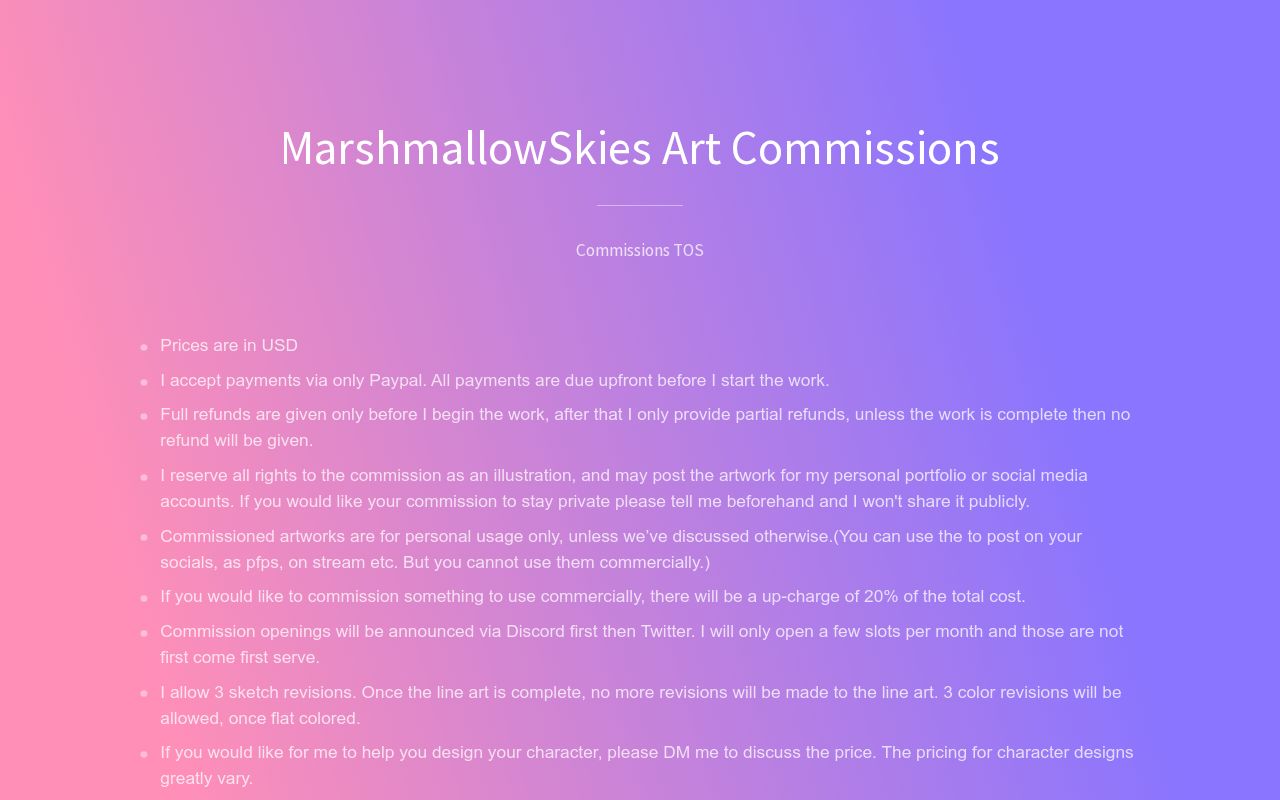 Marshie's Commissions